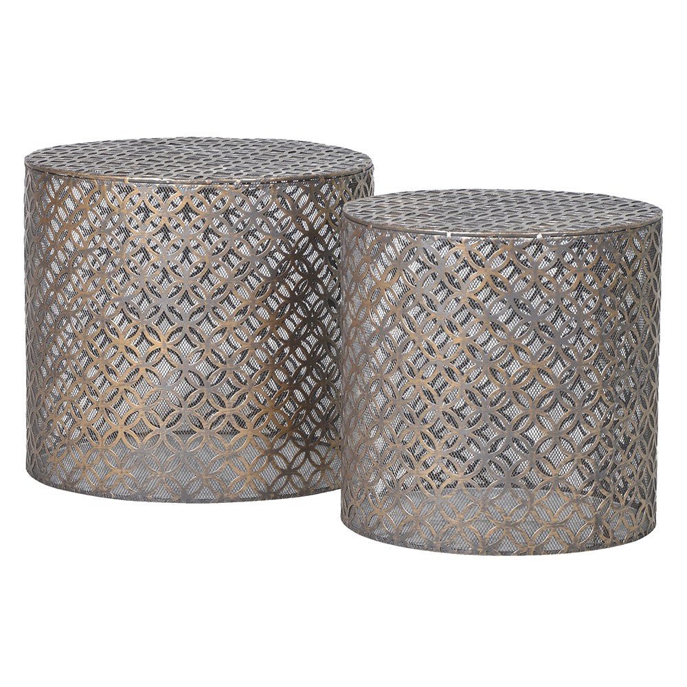 Cylindrical Mesh Iron Large Side Table for Modern Spaces – LUXONAS